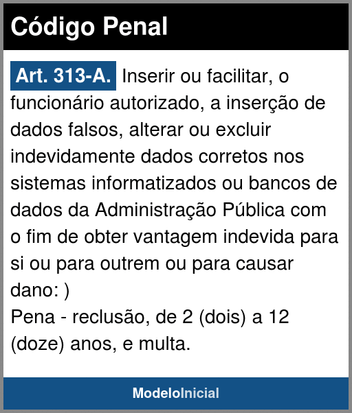Artigo 313-A - Código Penal / 1940