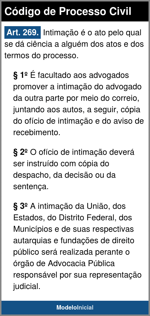 Artigo 269 - CPC / 2015