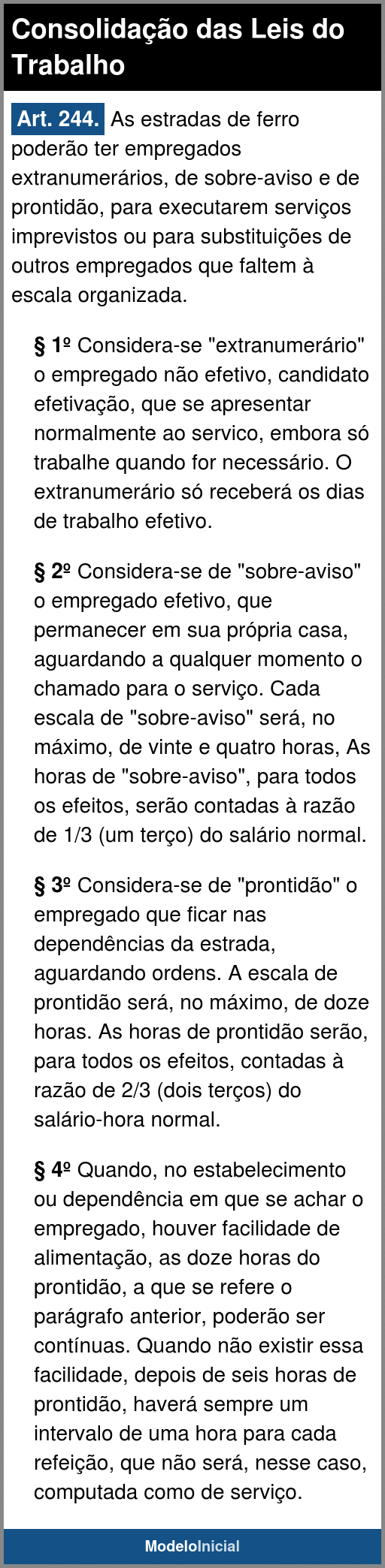 Artigo 244 - CLT / 1943