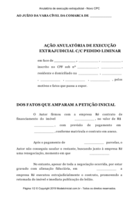 Modelo Anulatória de execução extrajudicial - Novo CPC