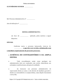 Modelo Defesa administrativa