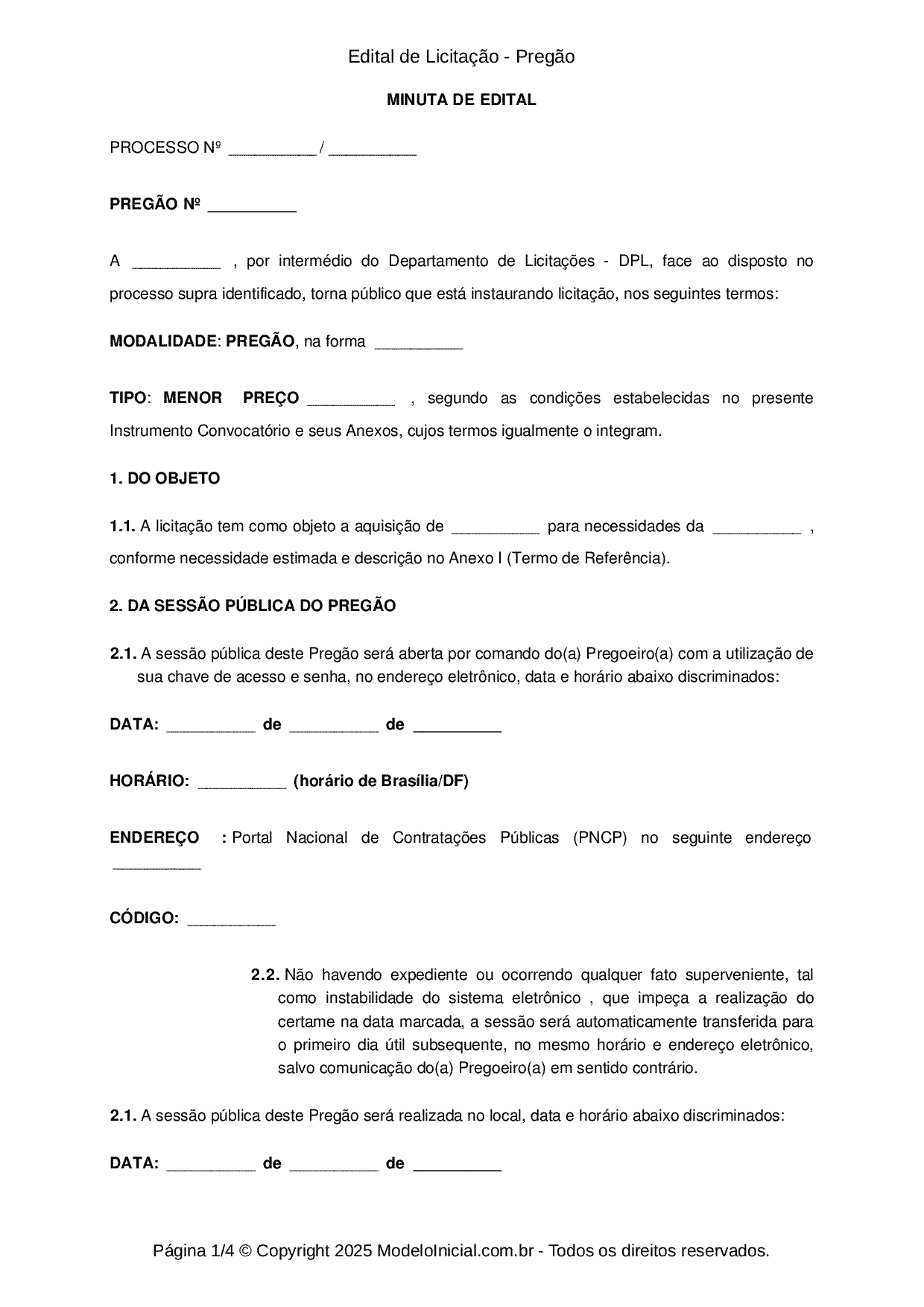 Modelo Edital de Licitação - Pregão