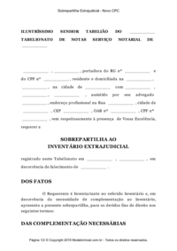 Modelo Sobrepartilha Extrajudicial - Novo CPC